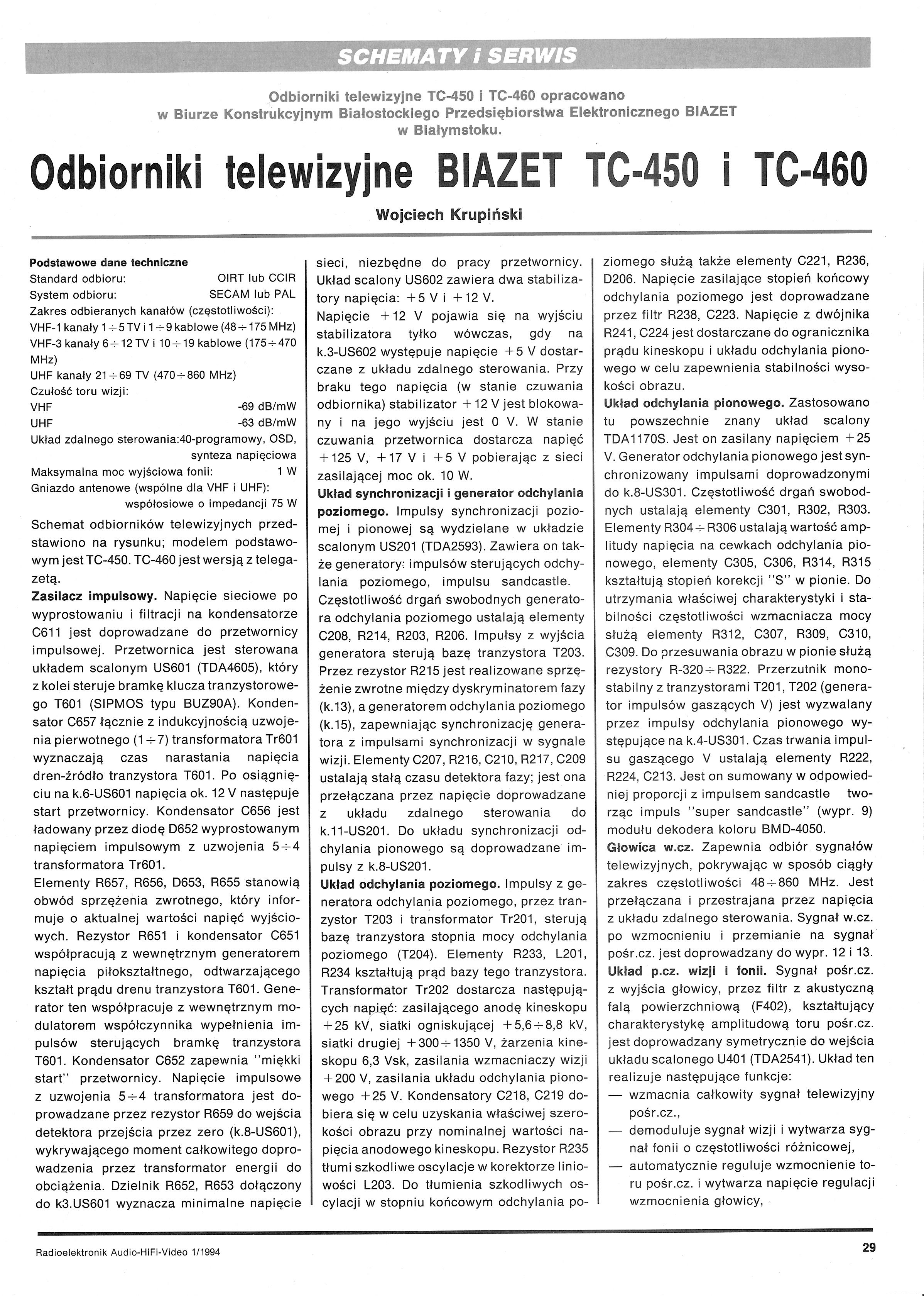 Artykuł: Odbiorniki telewizyjne Biazet TC-450 i TC-460 - GZE UNIMOR UNITRA / GEZAR / GZR T-18